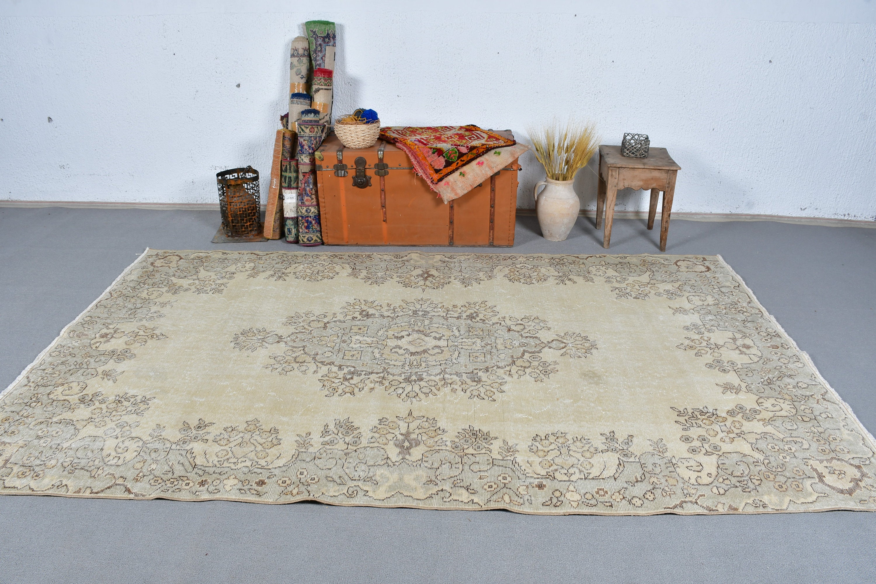 Colorful Rug, Oushak Rug, Turkish Rug, 5.8x9.6 ft Large Rugs, Vintage ...